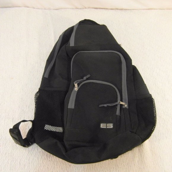 Bags | Eastsport Black Gray School Backpack Bag Hole In Front Pocket Nm ...